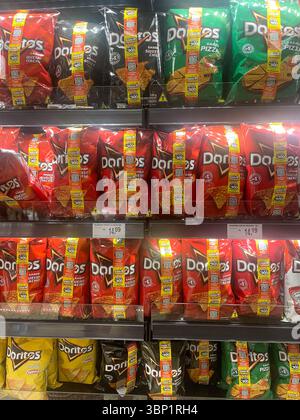 Different kind of Dorito's chips, in a supermarket in Sao Paulo, Brazil ...