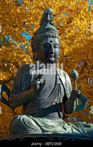 One of a pair of bronze Buddha statues (二尊仏) on the grounds of Sensoji ...