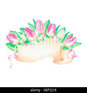 Watercolor ribbons for text. Hand drawn stripes for banners. Background ...