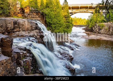 A scenic view of the Upper Falls at Gooseberry Falls State Park Stock ...