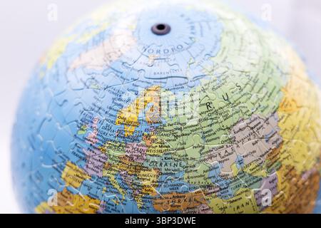 Puzzle globe. Map made from puzzle pieces. Greenland and Denmark Stock ...