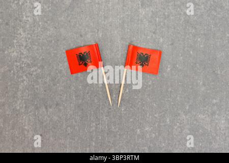 Small national flags of the Albania on a white background Stock Photo ...