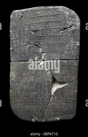 A photograph of a Linear B clay tablet depicting an inventory, from the ...