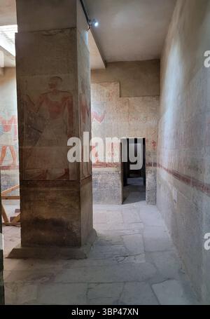 A photograph of a relief within the tomb of Unas, built in the 24th ...