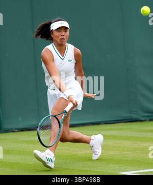 Thea Frodin during her Girls' Singles match against Mimi Xu on day ...