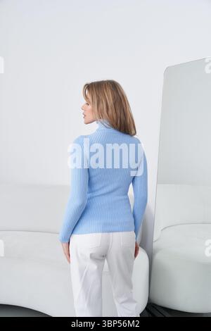 blue, furniture, modern, modernity, room, bed, interior, dream, blank ...