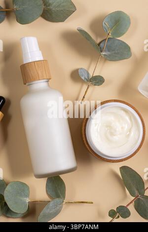 Cosmetics and Spa Products on Bamboo With Towel Bath Products Stock ...