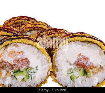 Japanese hot maki roll sushi with salmon - asian food concept Stock ...