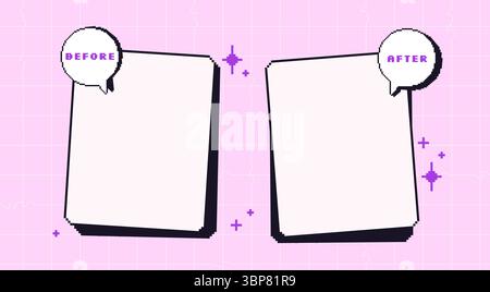 Before and after y2k pixel template. Retro 8 bit frames for photo ...