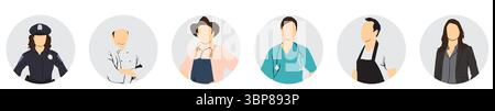 vector illustration of different occupational people Stock Vector Image ...