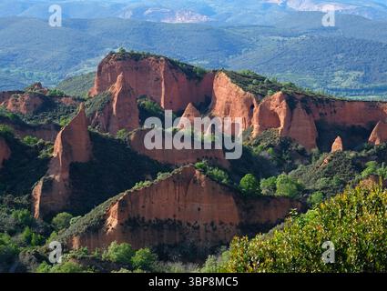 The unique landscape of Las Medulas in Galicia, Spain, shaped by gold ...