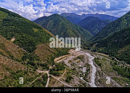 Talgar gorge, Tian Shan Mountains. Different vegetation and a mountain ...