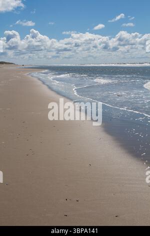 Waterline on a remote, quiet coastal strip with extensive beaches ...