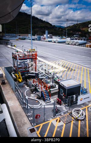 Ship refueling point for passenger ferries at Bilbao port Stock Photo ...