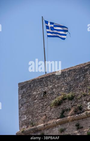 Greece, Crete, old venetian windmills at the Ambelos pass at the ...