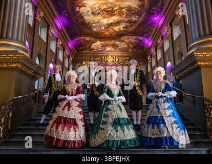 17th century Baroque dancers inside the Painted Hall at the Old Royal ...