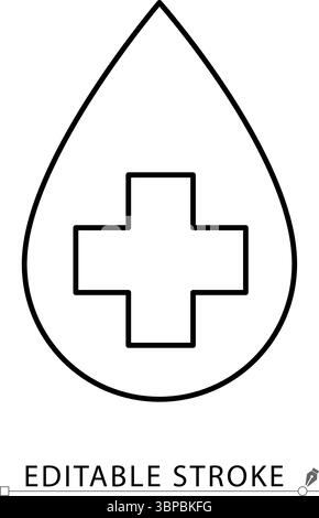 Blood donation concept editable stroke outline icon isolated on white ...