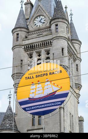 Aberdeen, UK, 19 July 2025, Tall Ships Races 2025. The masts of Shabab ...
