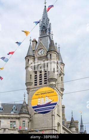 Aberdeen, UK, 19 July 2025, Tall Ships Races 2025. The masts of Shabab ...