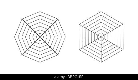 Hexagon radar template spider mesh chart diagram spider 6S blank hex ...