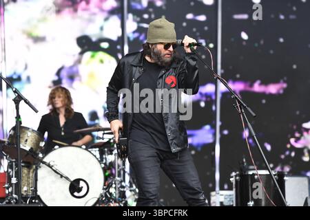 LONDON, ENGLAND - AUGUST 04: Alex Maas of ‘The Black Angels’ performing ...