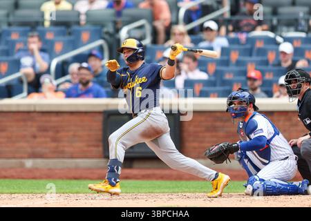 Milwaukee Brewers' Isaac Collins at bat against the St. Louis Cardinals ...