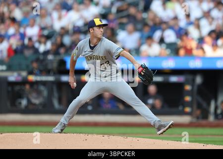 Milwaukee Brewers' Jacob Misiorowski throws during the fourth inning of ...