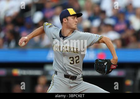 Milwaukee Brewers' Jacob Misiorowski throws during the fourth inning of ...