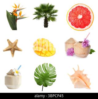 Summer related stuff on white background, set Stock Photo - Alamy