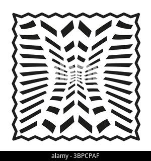 Distorted frame border. Zigzag square contour. Dynamic warp Vector ...