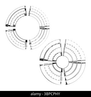 Black and white segmented circle, ring abstract geometric vector ...