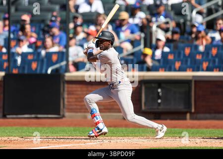 New York Yankees' Jazz Chisholm Jr. tosses his bat after hitting a two ...