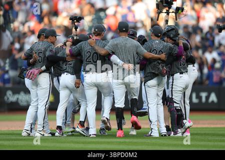 July 12, 2025: The Mets celebrate the win against the Royalss at ...