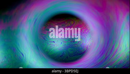 Cosmic flow lens. Blur round prism. Blue gray stream with particles ...