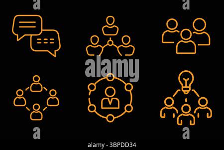 Corporate Interaction Icon. Black on Orange Background. Vector ...