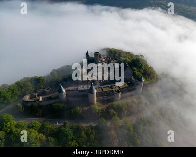 Bourscheid Castle in Luxembourg, droneshot Stock Photo - Alamy