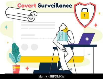 Covert Surveillance Vector Illustration Featuring the Act of Observing ...