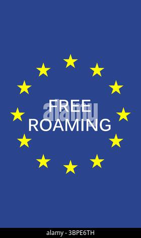 Roaming text on European Union flag Stock Photo - Alamy