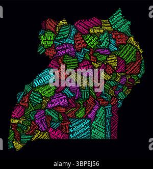 Uganda map in modern style with flag of Uganda on left side. Vector ...
