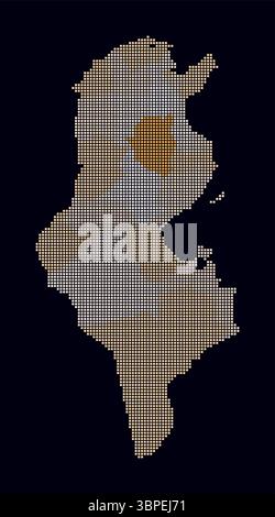 Tunisia map in dark color, oval map with neighboring countries. Vector ...