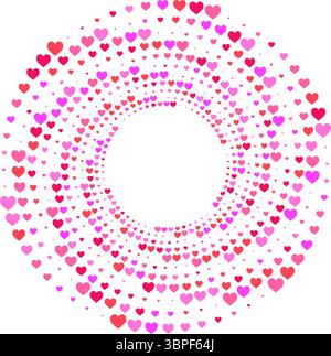 Abstract pink swirl with heart shape leaves and shimmering sparkles ...