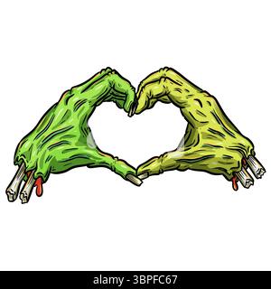 Cartoon Zombie Undead Rotten Hand Creating a Symbol Illustration Stock ...