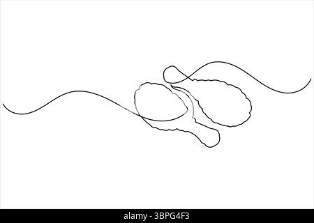 Fried chicken drumstick continuous one line drawing of white background ...