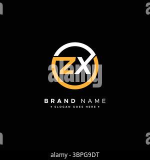 ZX letter logo design on black background. ZX creative initials letter ...