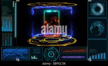 Solid state powerful battery in digital monitor laboratory and loop ...