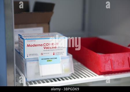Vials of Moderna vaccine (COVID-19 mRNA, nucleoside modified) for ...