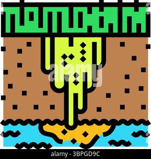 pesticide leaching groundwater line icon vector illustration Stock ...