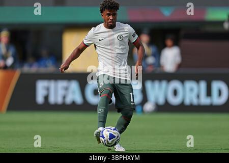 Andrey Santos of Chelsea controls the ball in the air during the ...