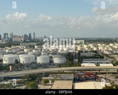Petroleum Tanks as seen from the air Stock Photo - Alamy