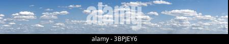 Panoramic photo of many cumulus or cluster clouds in clear air with ...